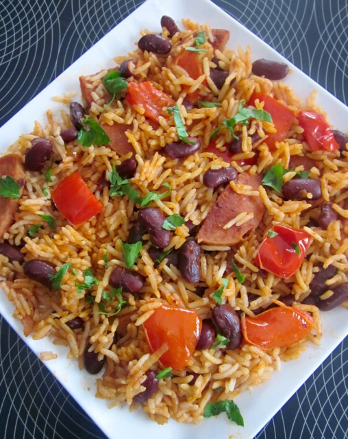 Golden Sella Basmati Rice with Beans and Smoked Sausage – My Favourite ...